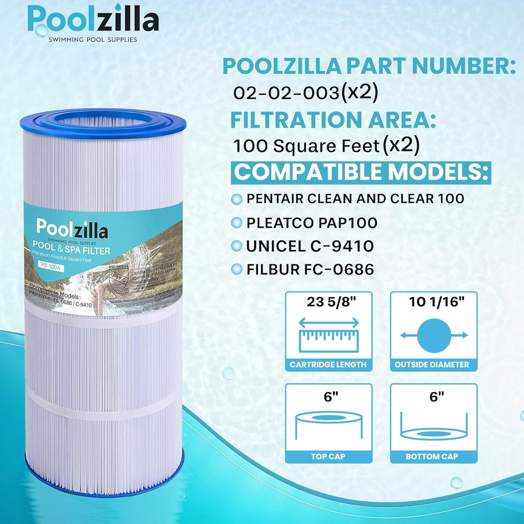 Poolzilla Replacement Pool Filter for Pentair CC100, CCRP100, PAP100,